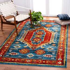 safavieh vintage hamadan collection accent rug - 2'7" x 5', blue & orange, design, non-shedding & easy care, ideal for high traffic areas in entryway, living room, bedroom (vth253m)