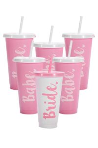 bride & babe bachelorette cups for bachelorette party [6 pack] | bachelorette party supplies | bachelorette party cups | bride cup & bridesmaids cups | bridal party cups | bridesmaid tumbler set of 6