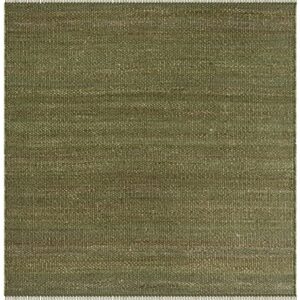 SAFAVIEH Natural Fiber Collection 4' Square Green NF368G Handmade Boho Fringe Woven Premium Jute Living Room Dining Bedroom Area Rug