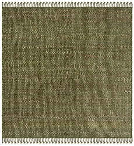 SAFAVIEH Natural Fiber Collection 4' Square Green NF368G Handmade Boho Fringe Woven Premium Jute Living Room Dining Bedroom Area Rug