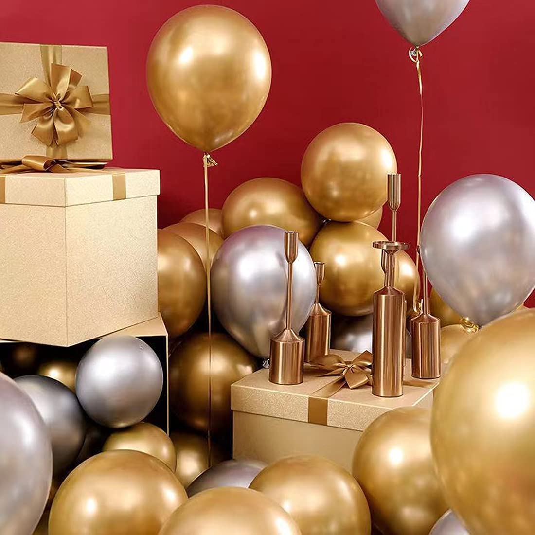 Gold Metallic Balloons 100pcs 12 Inch Helium Balloons for Birthday Graduation Baby Shower Wedding Anniversary Party Decorations