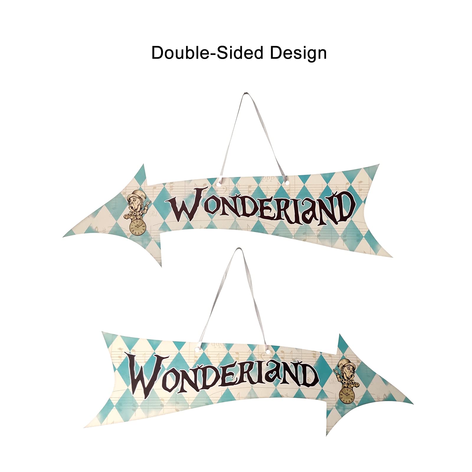 Alice in Wonderland Party Decorations, Mad Hatter Tea Party Supplies, Arrow Hanging Signs Pack of 10(Double-Sided Design)