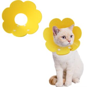 cat elizabeth recovery collar, cat cone after surgery adjustable with sunflower cute collar for cats after surgery cat neck cone to stop licking cats kittens small dogs