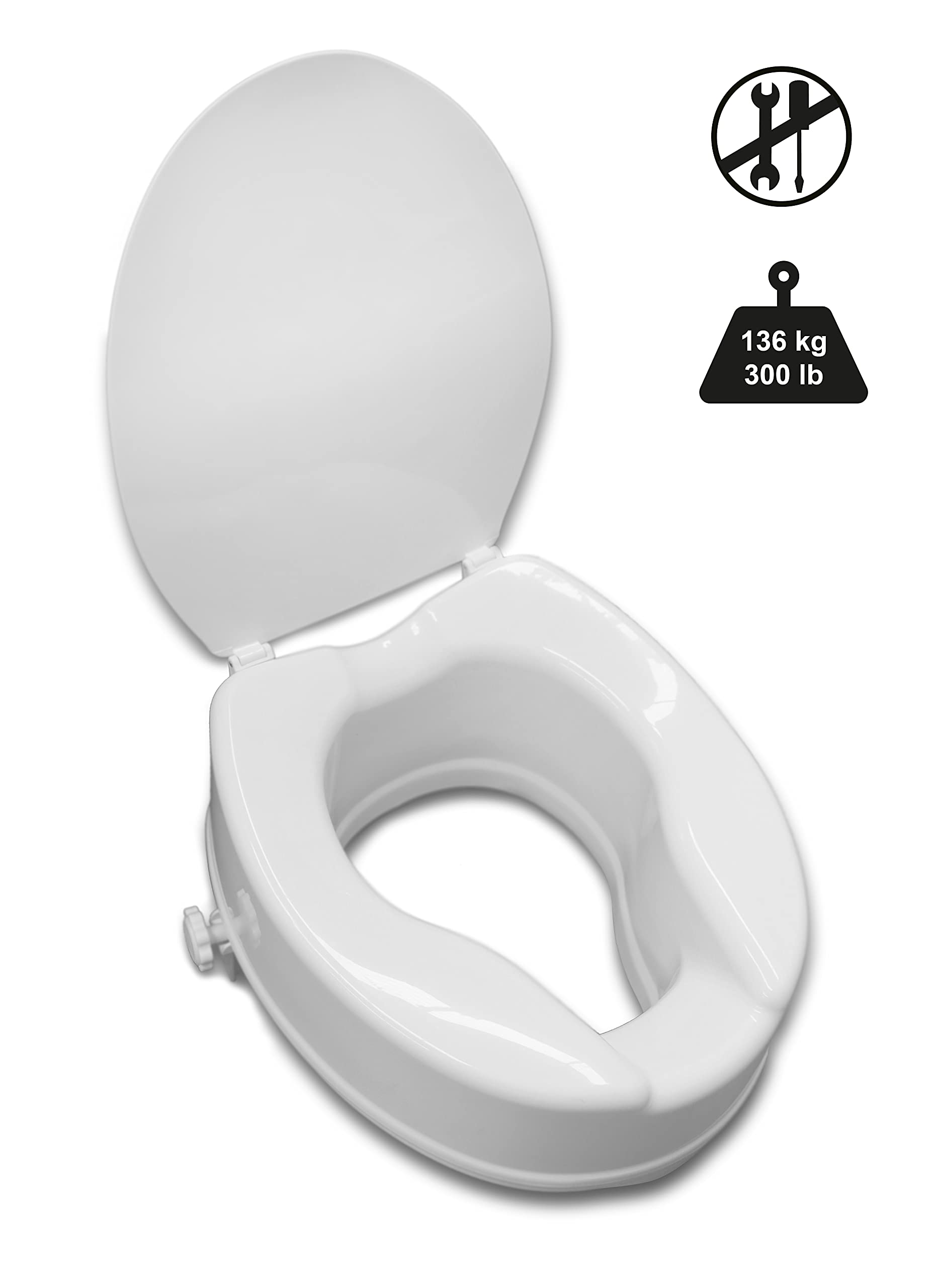 Pepe - Raised Toilet Seat for Seniors 6 inch, Toilet Seat Risers for Seniors, Raised Toilet Seat with Lid, Handicap Toilet Seat Riser, Elevated Toilet Seat for Elderly, High Toilet Seats for Seniors