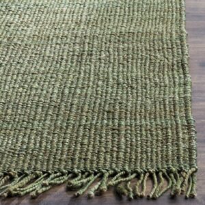 SAFAVIEH Natural Fiber Collection 4' Square Green NF368G Handmade Boho Fringe Woven Premium Jute Living Room Dining Bedroom Area Rug