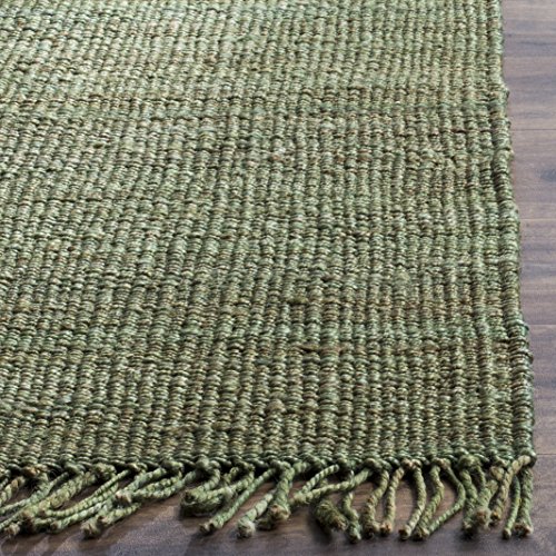 SAFAVIEH Natural Fiber Collection 4' Square Green NF368G Handmade Boho Fringe Woven Premium Jute Living Room Dining Bedroom Area Rug