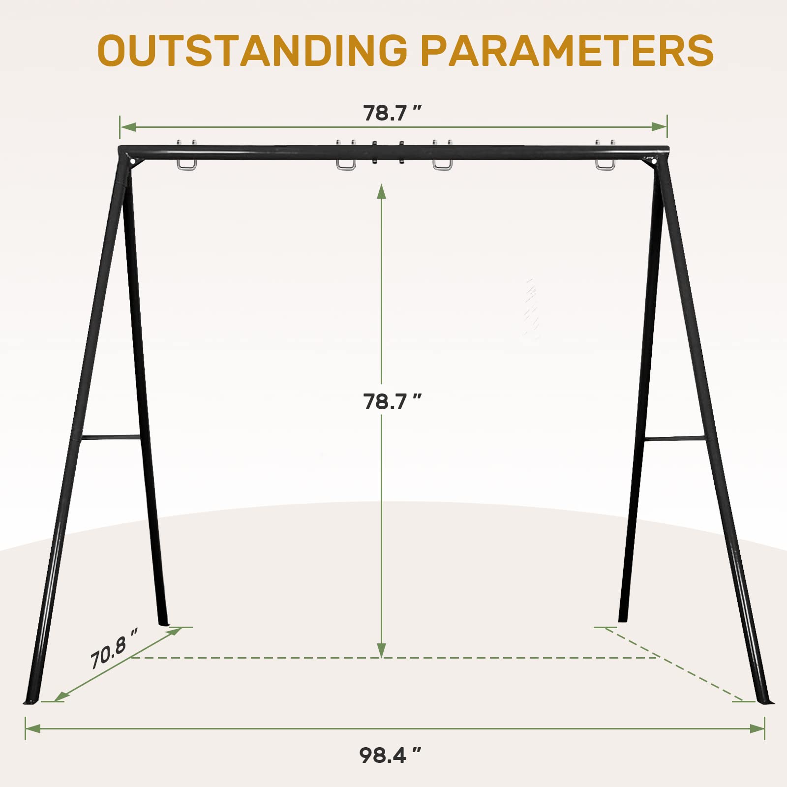 IKARE Metal Swing Frame with 2 Belt Swing Seats, Extra Large Swing Set for Kids and Adults, 2 Seats Supports up to 440 LBS, Fits for Indoor and Outdoor Activities, Garden, Backyard, Playground