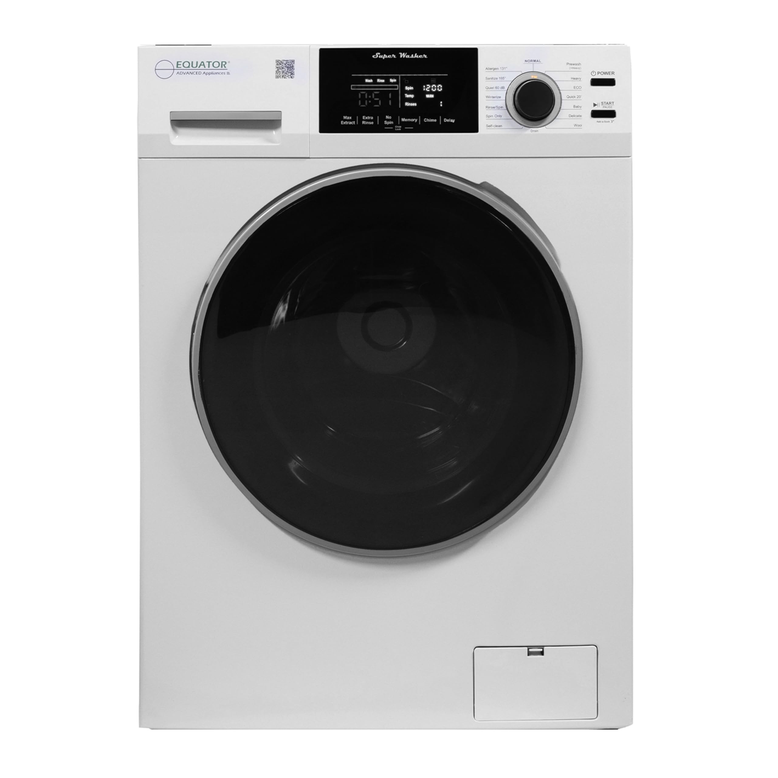 Equator Super Washer 1.9cf/18lbs 1400RPM White 110V