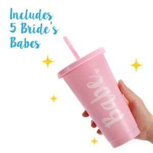 Bride & Babe Bachelorette Cups for Bachelorette Party [6 Pack] | Bachelorette Party Supplies | Bachelorette Party Cups | Bride Cup & Bridesmaids Cups | Bridal Party Cups | Bridesmaid Tumbler Set of 6