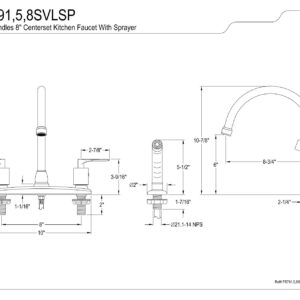 Kingston Brass FB791SVLSP Serena 8" Centerset Kitchen Faucet, Polished Chrome