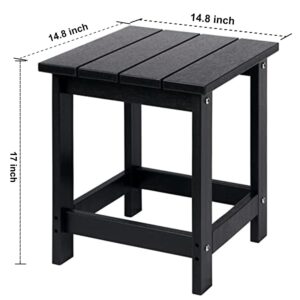 LZRS Adirondack Square Outdoor Side Table, Pool Composite Patio Table,HDPE End Tables for Backyard,Pool, Indoor Companion, Easy Maintenance & Weather Resistant(Black)