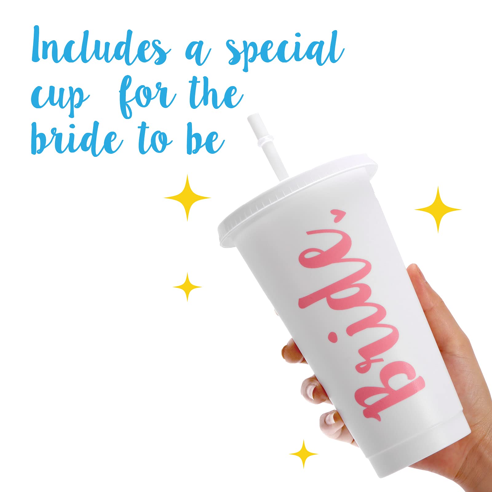 Bride & Babe Bachelorette Cups for Bachelorette Party [6 Pack] | Bachelorette Party Supplies | Bachelorette Party Cups | Bride Cup & Bridesmaids Cups | Bridal Party Cups | Bridesmaid Tumbler Set of 6