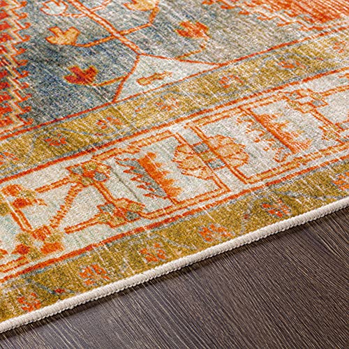 Livabliss Leupp29447 Washable Medallion Area Rug, 7'6" x 9'6", Red/Orange