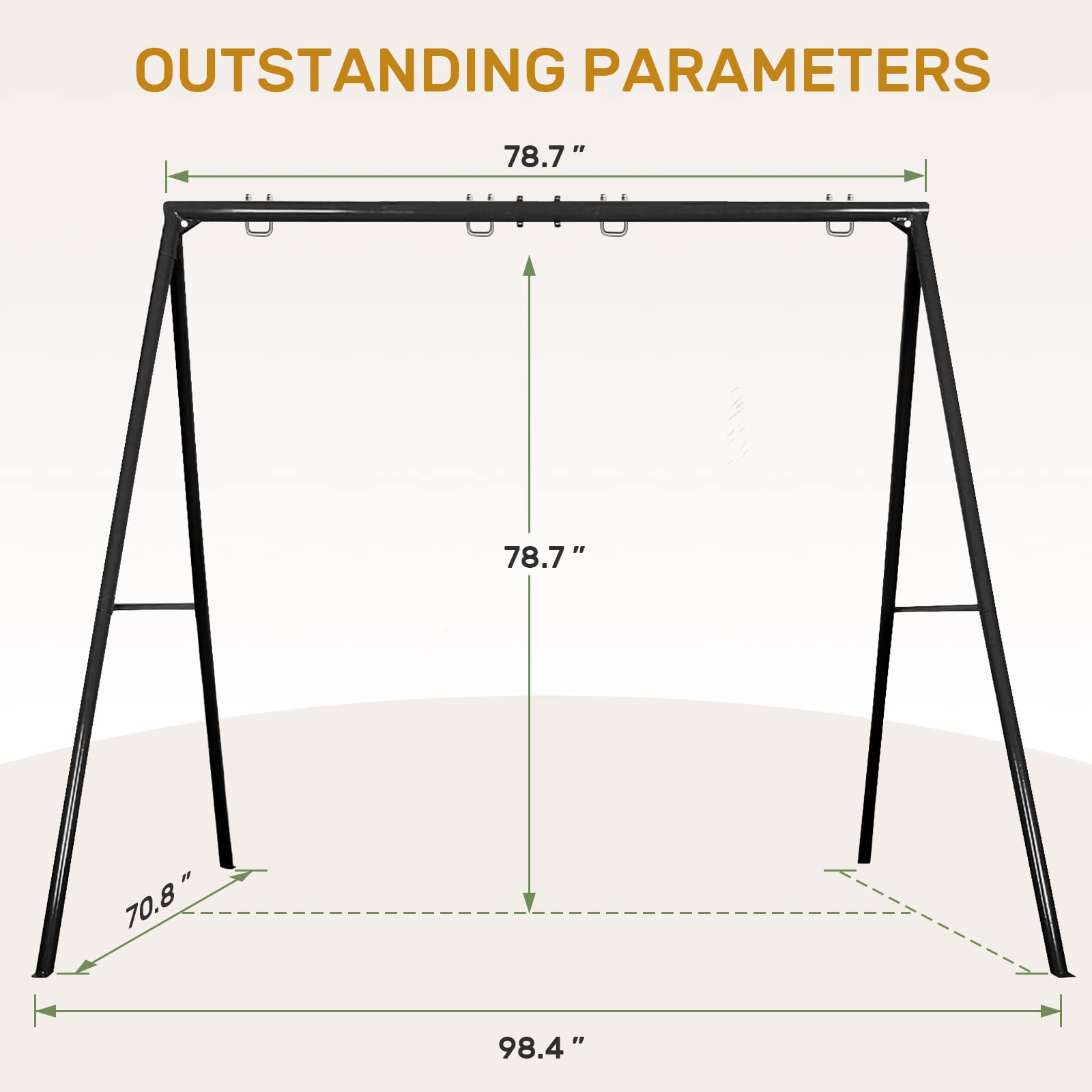 IKARE Metal Swing Frame with Hammock, Extra Large 2 in 1 Swing Stand Fits for Most Swings, Indoor and Outdoor Activities, Garden, Backyard, Playground