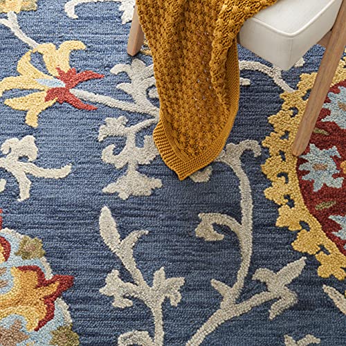 SAFAVIEH Blossom Collection 5' x 8' Navy/Multi BLM401N Handmade Floral Premium Wool Living Room Dining Bedroom Area Rug