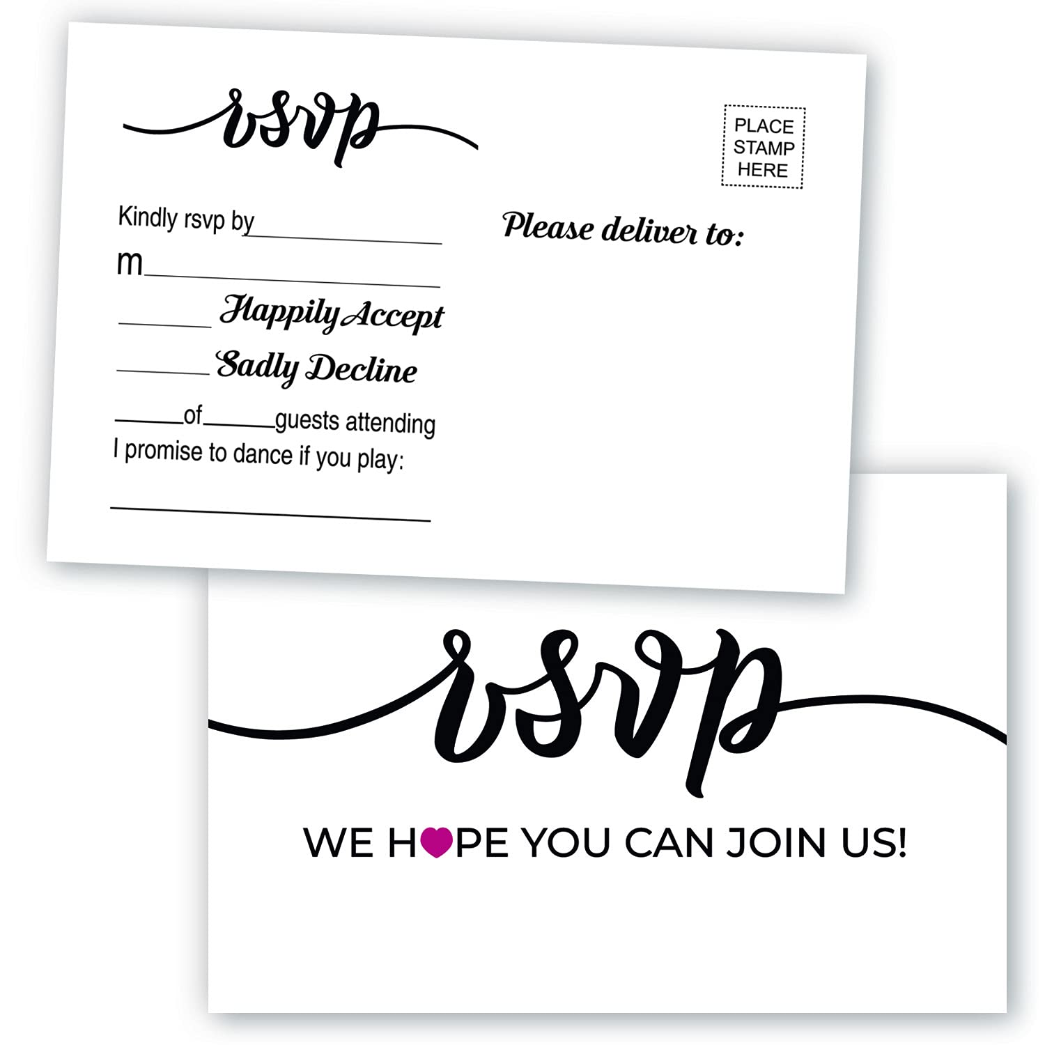 TENTADO RSVP Postcards, 50 Pack Rsvp Cards, Response Cards, Reply Cards Perfect for Wedding, Bridal Shower, Baby Shower, Birthday, Engagement, Bachelorette Party Invitations, 4X6 Inch.