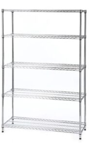 14'' deep x 48'' wide x 72'' high 5 tier chrome wire shelving unit | nsf commercial storage rack kit