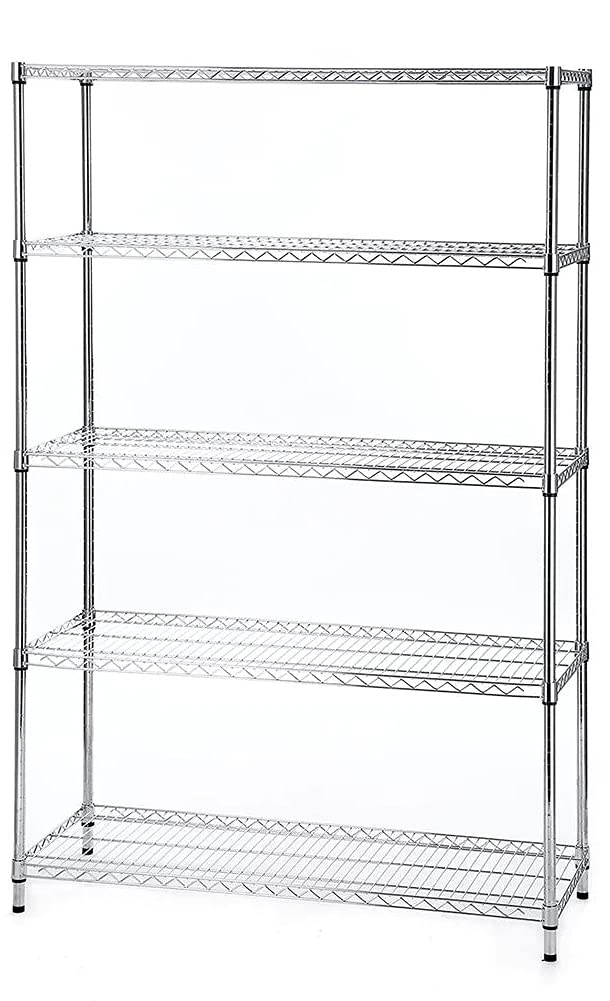 14'' Deep x 48'' Wide x 72'' High 5 Tier Chrome Wire Shelving Unit | NSF Commercial Storage Rack Kit