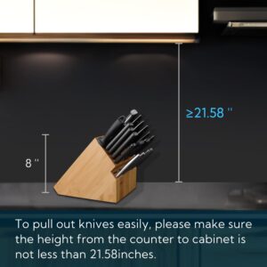 KITCHENDAO Deluxe 20 Slot Bamboo Knife Block Holder without Knives, Countertop Butcher Block Kitchen Knife Stand, Hold Multiple Large Blade Knives, Wider Slots for Easier Storage