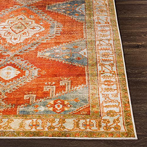 Livabliss Leupp29447 Washable Medallion Area Rug, 7'6" x 9'6", Red/Orange