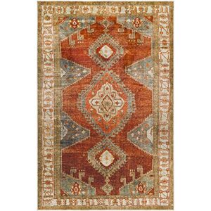 Livabliss Leupp29447 Washable Medallion Area Rug, 7'6" x 9'6", Red/Orange