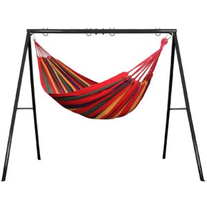 ikare metal swing frame with hammock, extra large 2 in 1 swing stand fits for most swings, indoor and outdoor activities, garden, backyard, playground