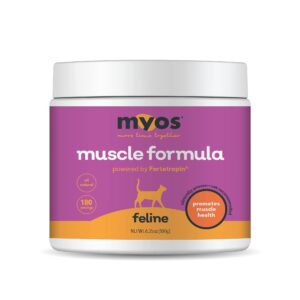 MYOS Feline Muscle Formula - Powered by Fortetropin for Senior Cats - Aids Weight Gain, Muscle Growth & Mobility Support - Natural, Cat Nutritional Supplement - 180 Servings