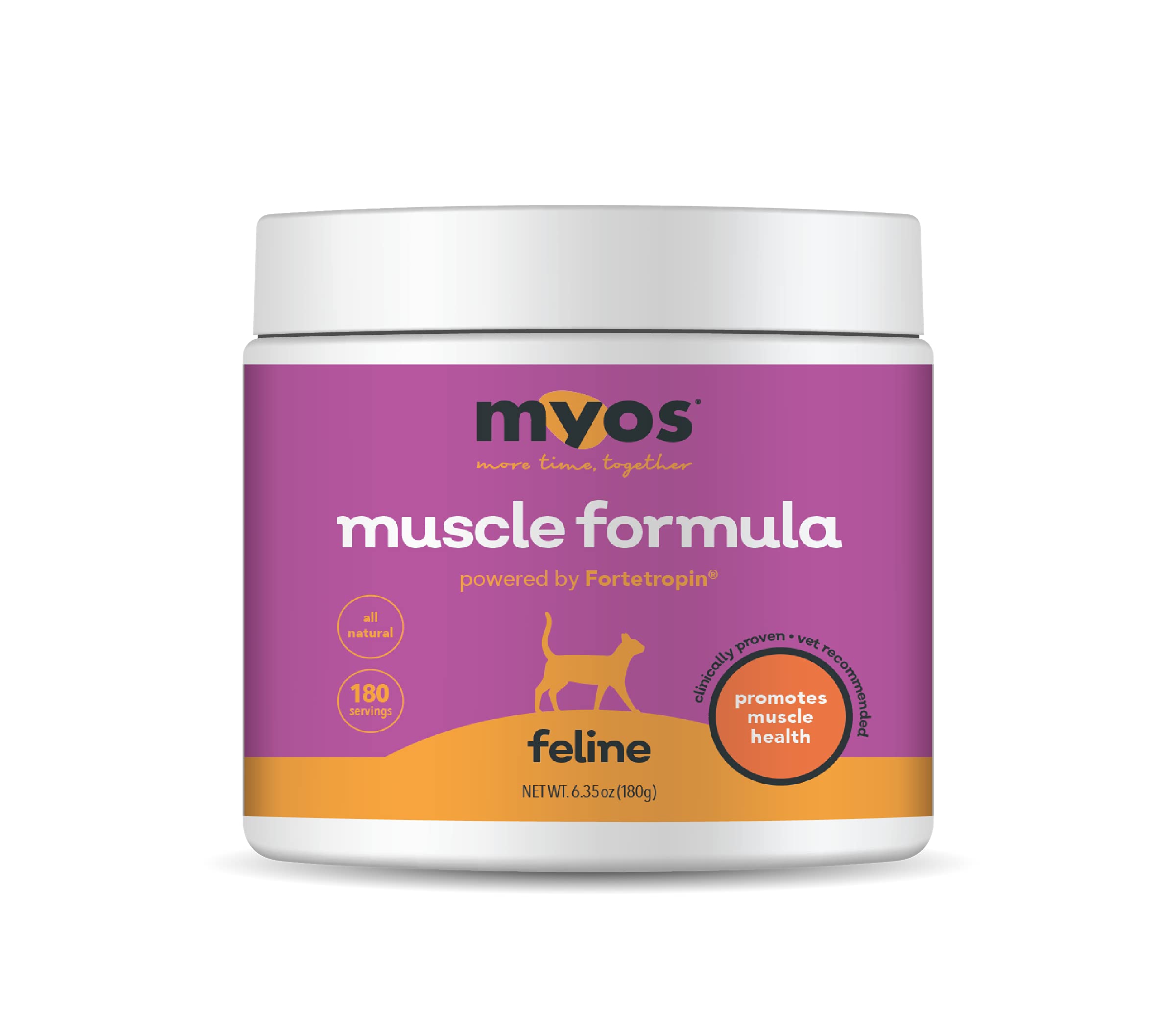 MYOS Feline Muscle Formula - Powered by Fortetropin for Senior Cats - Aids Weight Gain, Muscle Growth & Mobility Support - Natural, Cat Nutritional Supplement - 180 Servings