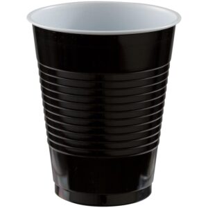 Premium Black Plastic Cups (18 oz) 50 Count - Stackable, Heavy-Duty & Eco-Friendly Party Drinkware, Vibrant Color & Ultimate Durability - Perfect For All Occasions