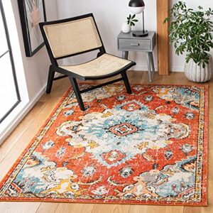 safavieh madison collection 3' x 5' orangelight blue mad484p boho chic medallion distressed non-shedding living room bedroom entryway accent rug