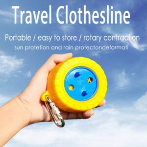 YRLPHRD Retractable Clothesline Outdoor Adjustable 26ft Portable Laundry Drying Rope Short Cord Retracting Clothes Line for Hotel Travel Camping Indoor Backyard, 3.5 In long and 1.5 In thick, YELLOW