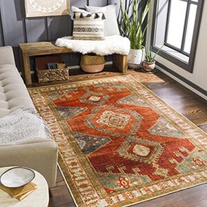 livabliss leupp29447 washable medallion area rug, 7'6" x 9'6", red/orange