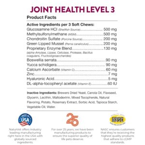 NaturVet Joint Health Level 3 Dog Soft Chew, 15.2 oz., Count of 240, 240 CT