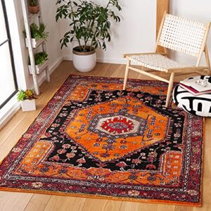 safavieh vintage hamadan collection area rug - 5'3" x 7'6", orange & black, traditional oriental design, non-shedding & easy care, ideal for high traffic areas in living room, bedroom (vth204p)