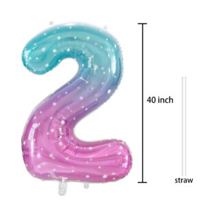 Gifloon Number 2 Balloon Gradient, Large number balloons 40 inch, 2nd Birthday Balloon Frozen