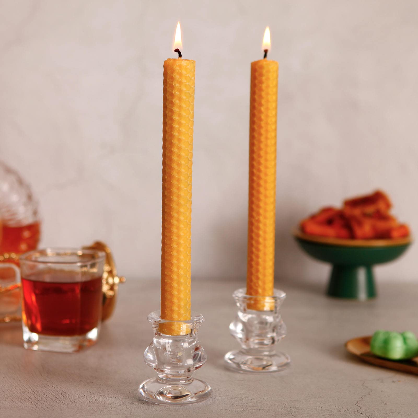 olorvela Beeswax Candles Handmade Taper Candles 6Pack 8" Hand-Rolled Candlesticks Made of 100% Pure Beeswax, Natural Scent Beeswax Tapers(Raw)