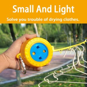 YRLPHRD Retractable Clothesline Outdoor Adjustable 26ft Portable Laundry Drying Rope Short Cord Retracting Clothes Line for Hotel Travel Camping Indoor Backyard, 3.5 In long and 1.5 In thick, YELLOW