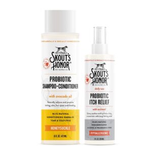 skout's honor itchy dog kit (honeysuckle) - calms, soothes and hydrates itchy, irritated skin