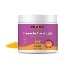 myos feline muscle formula - powered by fortetropin for senior cats - aids weight gain, muscle growth & mobility support - natural, cat nutritional supplement - 180 servings