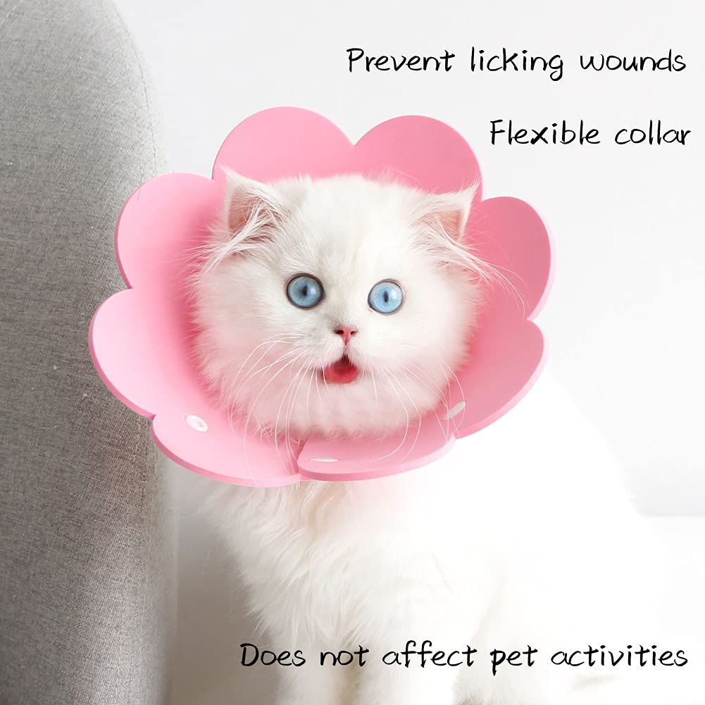 Cat Elizabeth Recovery Collar, Cat Cone After Surgery Adjustable with Sunflower Cute Collar for Cats After Surgery Cat Neck Cone to Stop Licking Cats Kittens Small Dogs