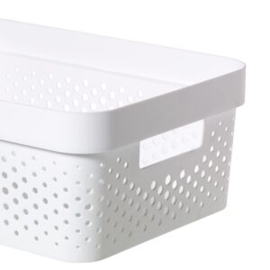 Curver Infinity Dots Set of 3 100% Recycled Medium Storage Baskets 11 Litres - White