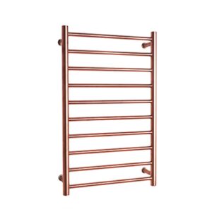 towel warmer drying rack rose gold for bathroom, wall mounted electric heated towel drying rack with 10-bars, stainless steel electric heated towel rail radiator, hardwired