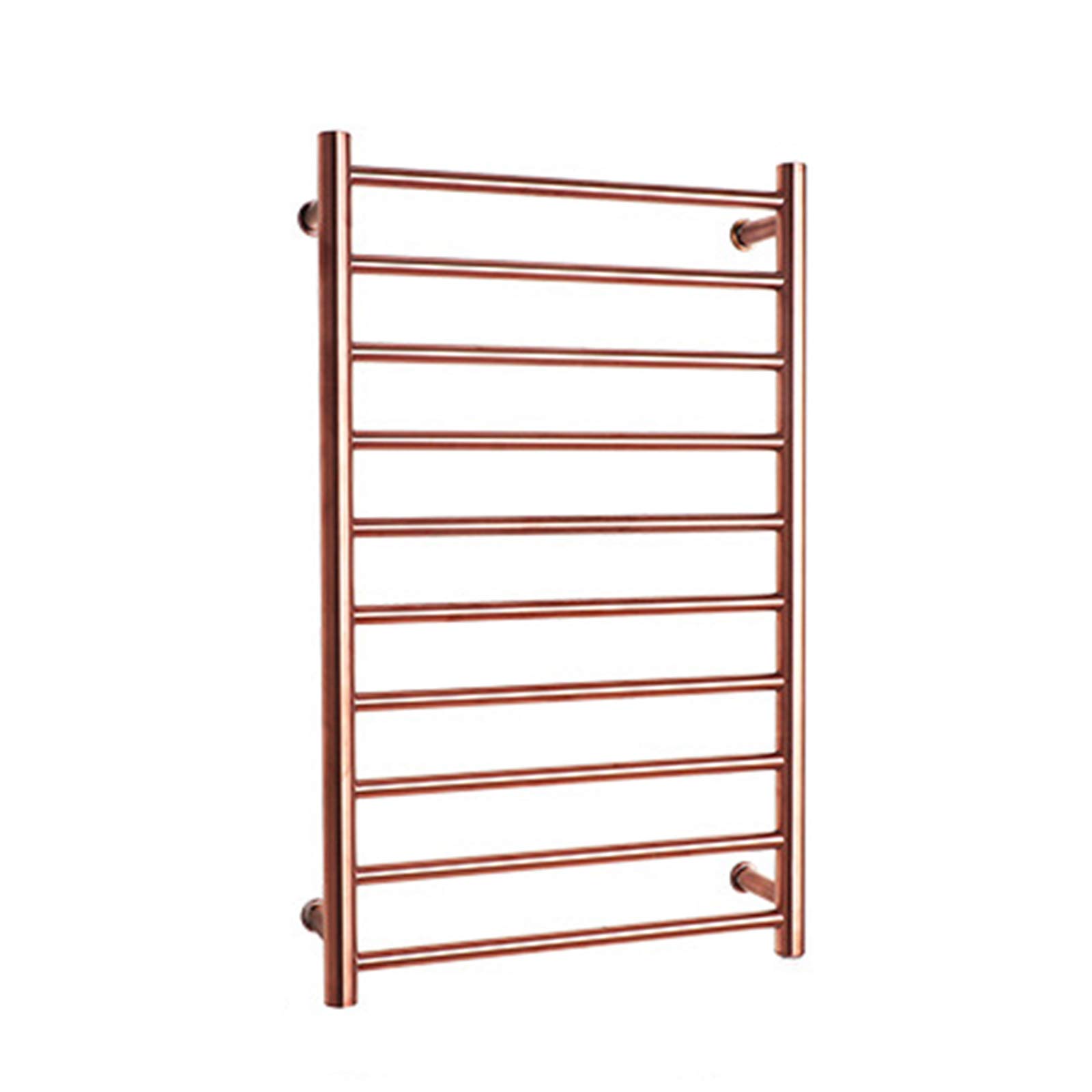 Towel Warmer Drying Rack Rose Gold for Bathroom, Wall Mounted Electric Heated Towel Drying Rack with 10-Bars, Stainless Steel Electric Heated Towel Rail Radiator, Hardwired