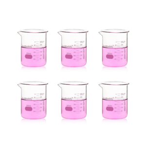 labvida 6pcs 400ml upgrated thick glass beakers, griffin low form beaker set with double scale,3.3 boro, lva029