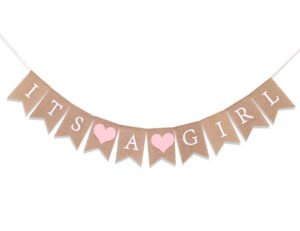 burlap banner for baby girl shower - baby girl shower decorations,its a girl burlap banner,best girls birthday party supplies (its a girl burlap banner)