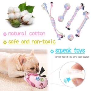 BENSEAO Puppy Chew Toys for Teething Puppy Toys Small Dog Toys Puppy Teething Toys Dog Chew Toy Rope Balls Interactive Teeth Cleaning Tug Toys Storage Basket