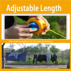 YRLPHRD Retractable Clothesline Outdoor Adjustable 26ft Portable Laundry Drying Rope Short Cord Retracting Clothes Line for Hotel Travel Camping Indoor Backyard, 3.5 In long and 1.5 In thick, YELLOW