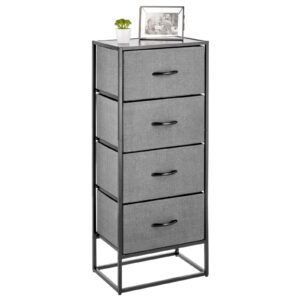 mdesign tall, vertical 4-drawer dresser storage tower - sturdy steel frame, easy pull fabric bins/wood handles - organizer unit for bedroom, hallway, entryway, closets - charcoal gray