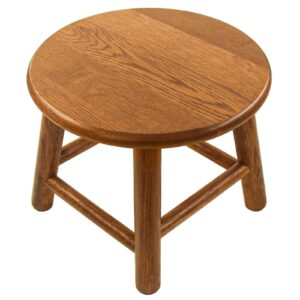 consdan kids stool, milking stool, usa grown oak, plant stand, handcrafted solid wood stool, 9" low stool, round step stool, wooden stool for kids, small short stool, shoe changing stool(chocolate)