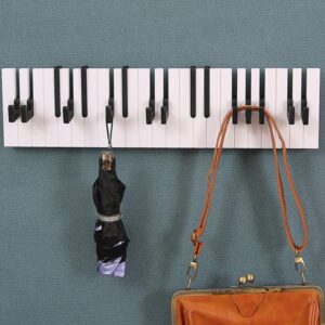 ARTIBETTER Heavy Duty Hook Coat Mounted- Piano Keys Multi Hook Coat Rack Modern, Unique, Space- Saving Coat Hanger for Coat Hat Towel Purse Robes Mudroom Bathroom Entryway 1pc (Blcak)